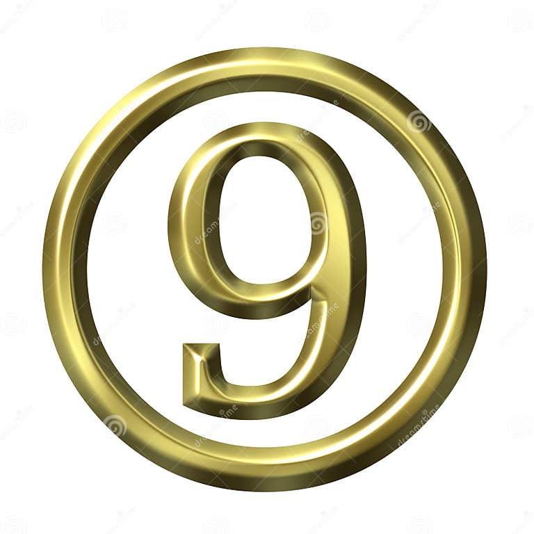 3D Golden Number 9 stock illustration. Illustration of number - 3300987