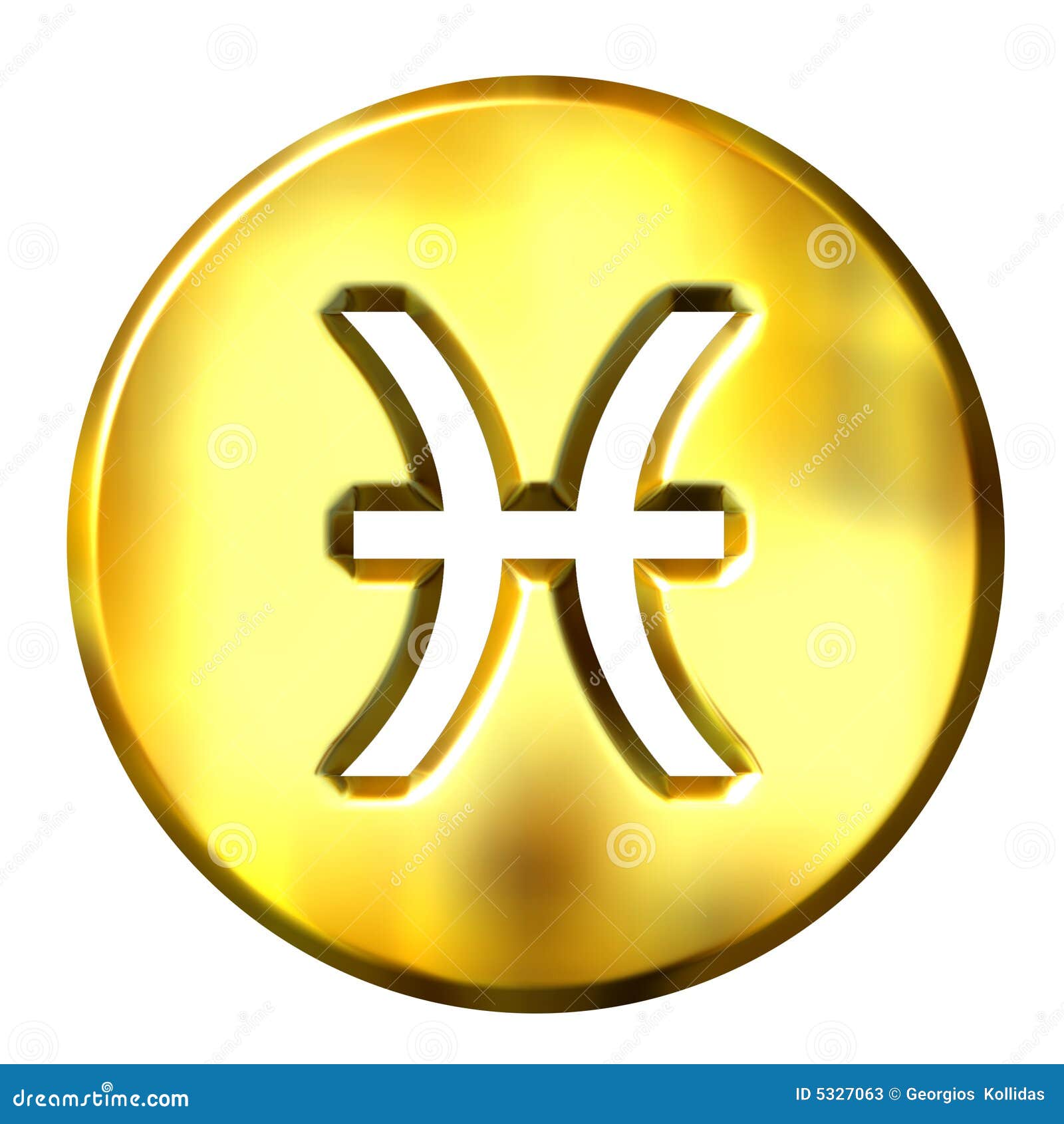 3D Golden Pisces Zodiac Sign Stock Illustration - Illustration of ...
