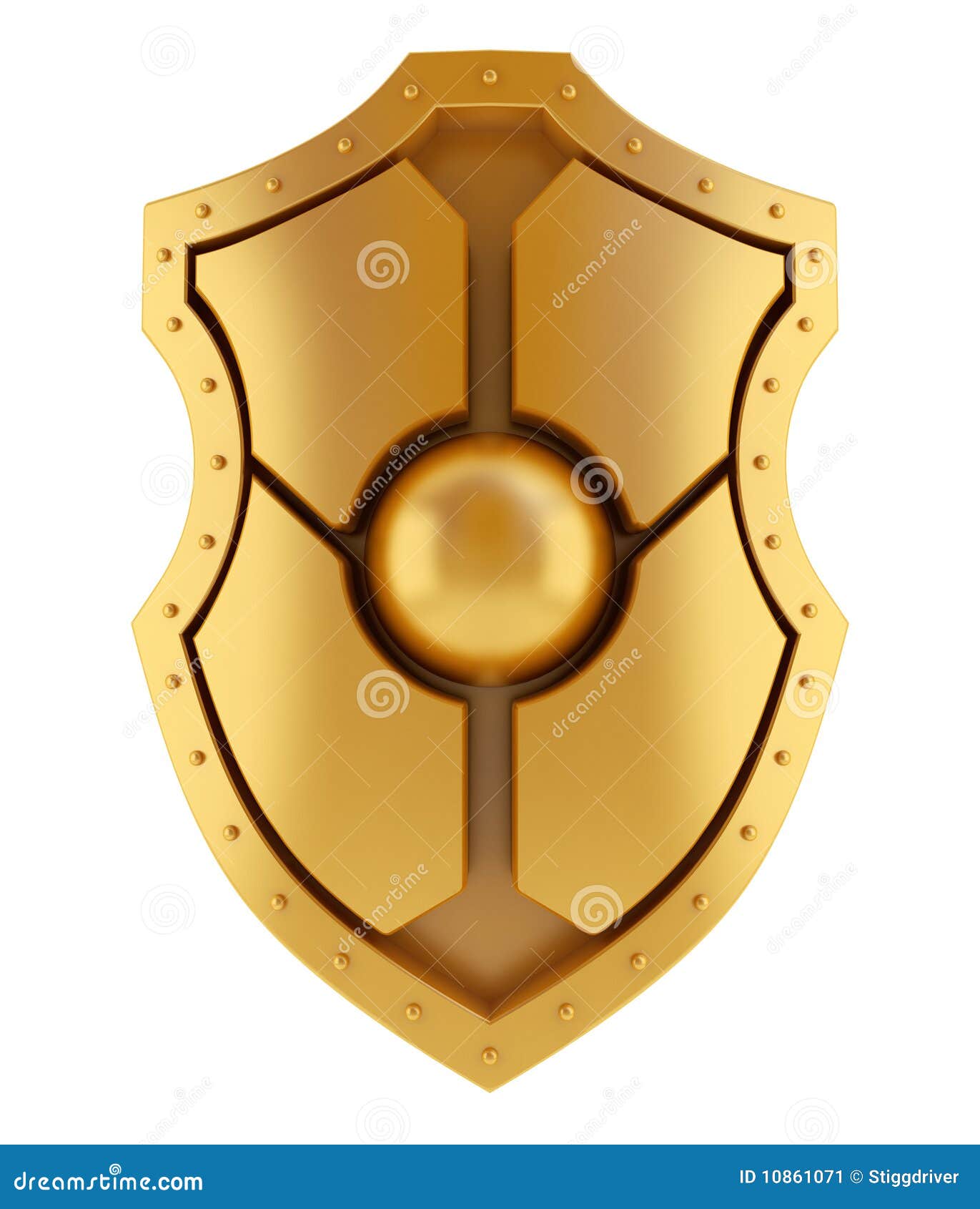 3D golden shield stock illustration. Illustration of isolated - 10861071