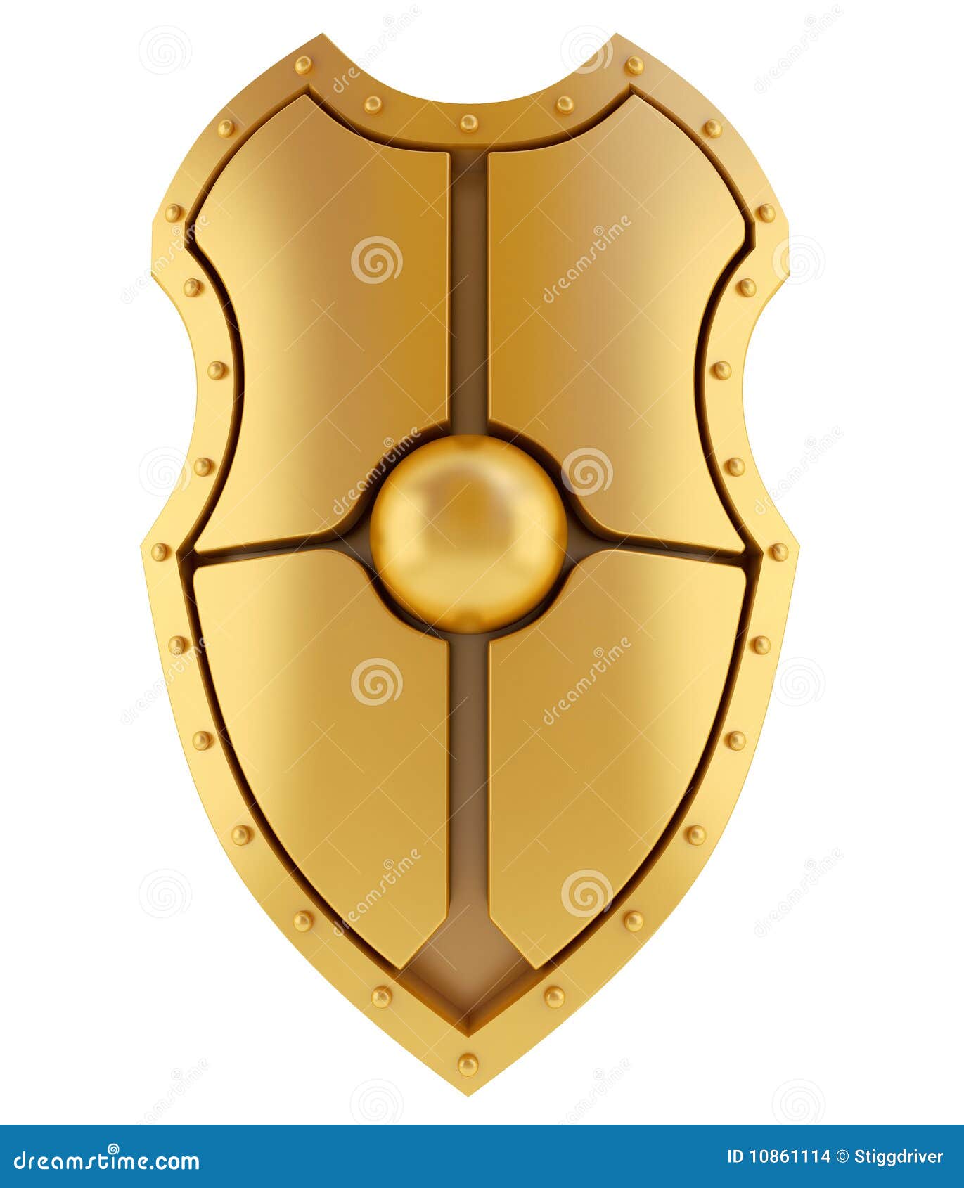 3D golden shield stock illustration. Illustration of background - 10861114