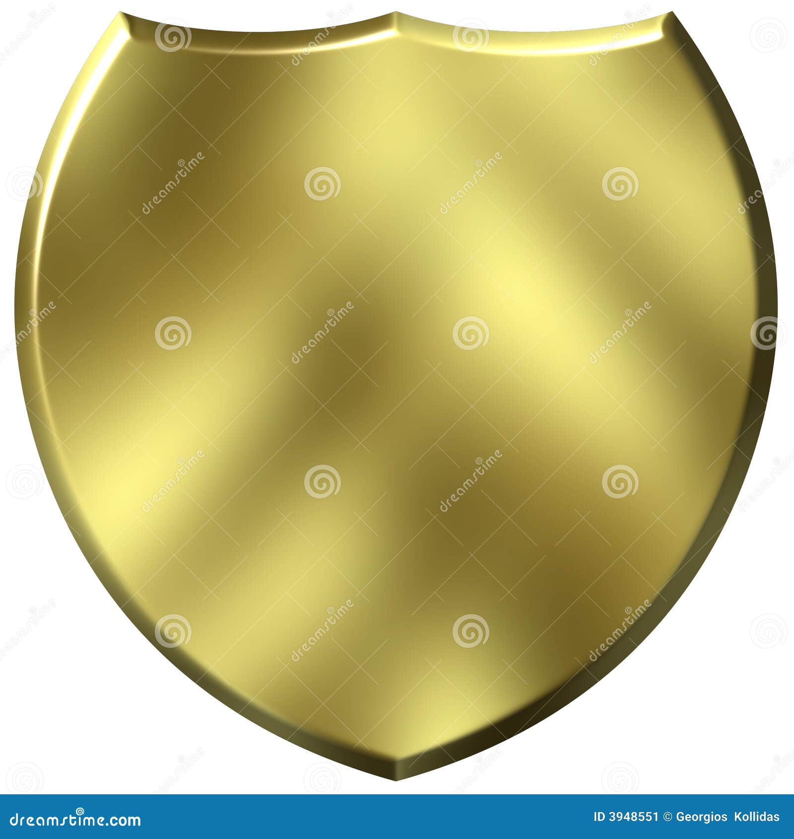 3D Golden Shield stock illustration. Illustration of isolated - 3948551