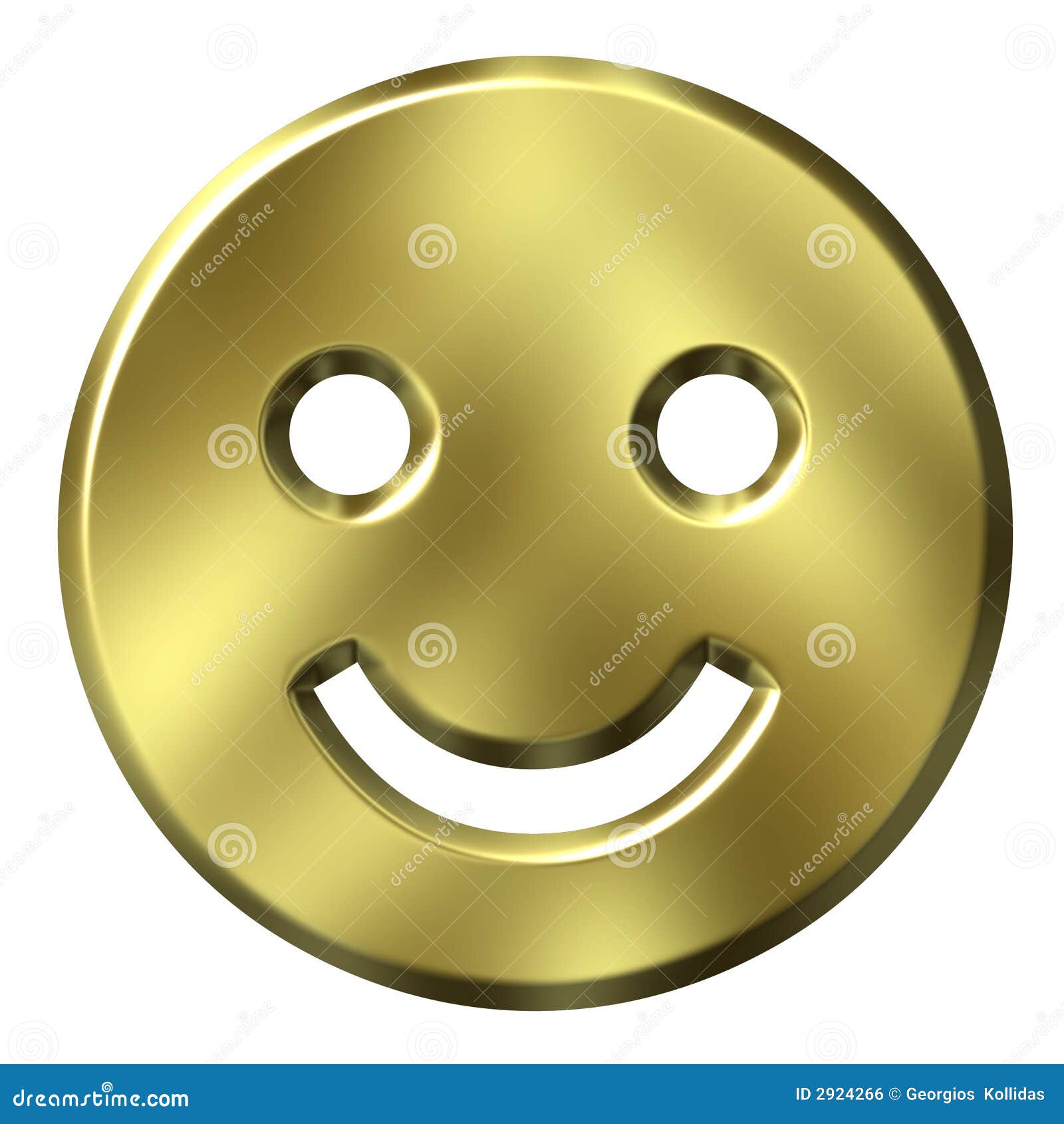 3D Golden Smiley stock illustration. Illustration of metallic - 2924266