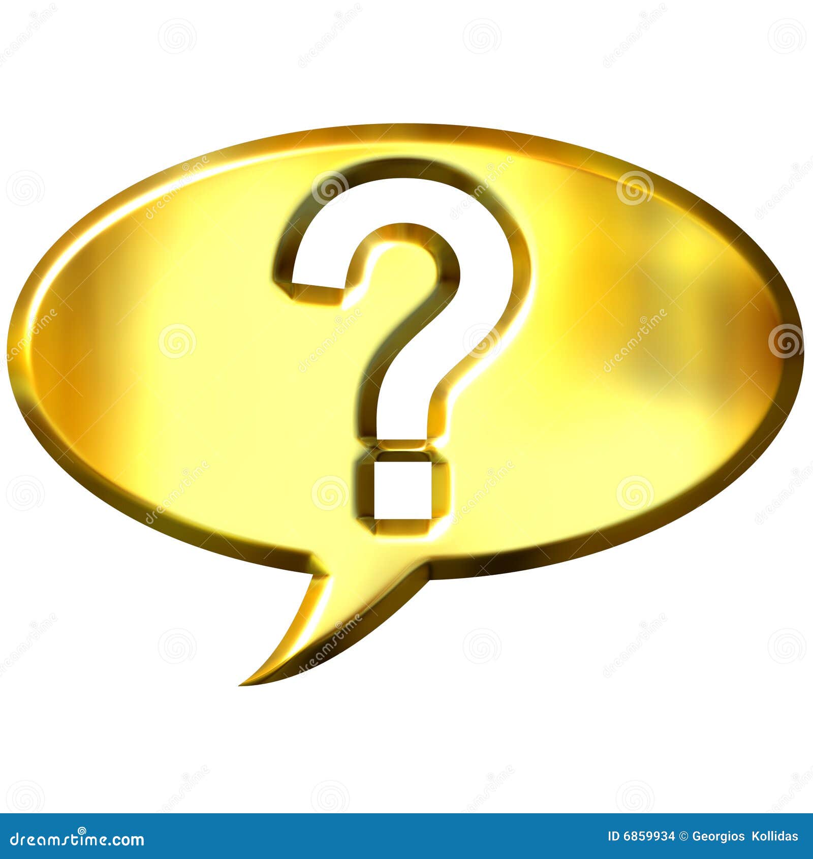 3d Golden Speech Bubble with Question Mark Stock Illustration ...