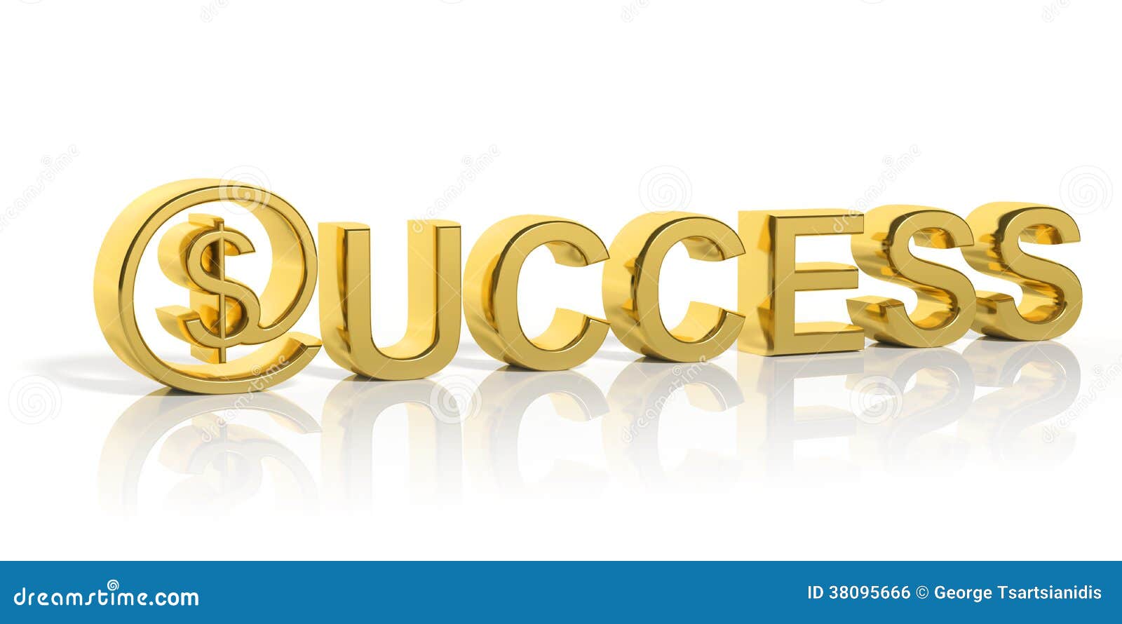 3D Golden Success Text and Money Stock Illustration - Illustration of ...