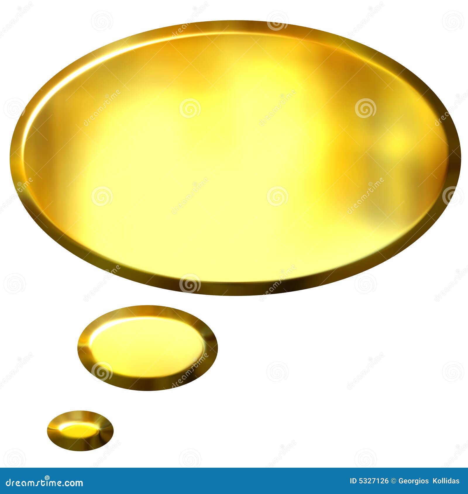 3D Golden Thought Bubble stock illustration. Illustration of illustrate ...