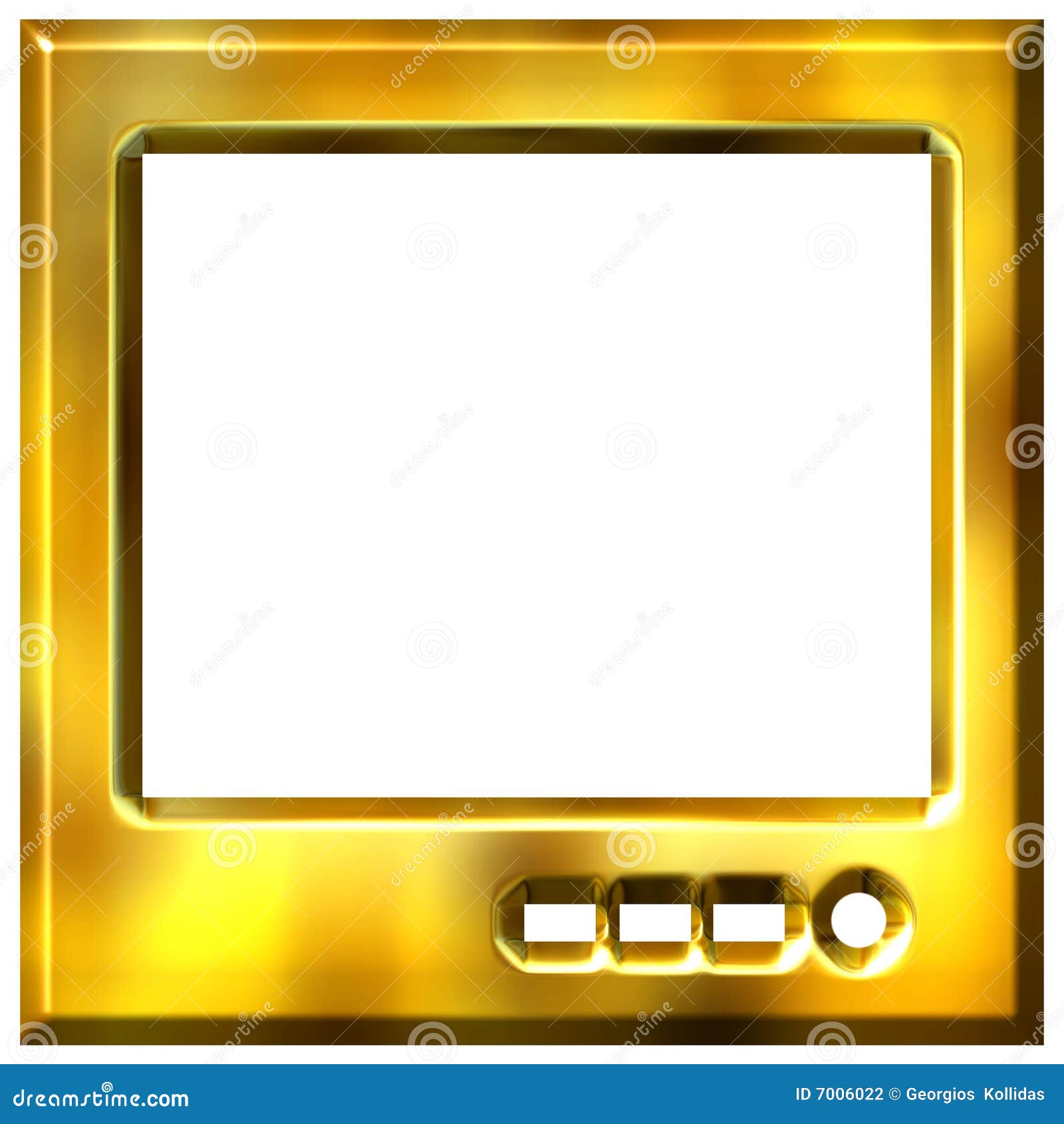 3D Golden TV stock illustration. Illustration of case - 7006022