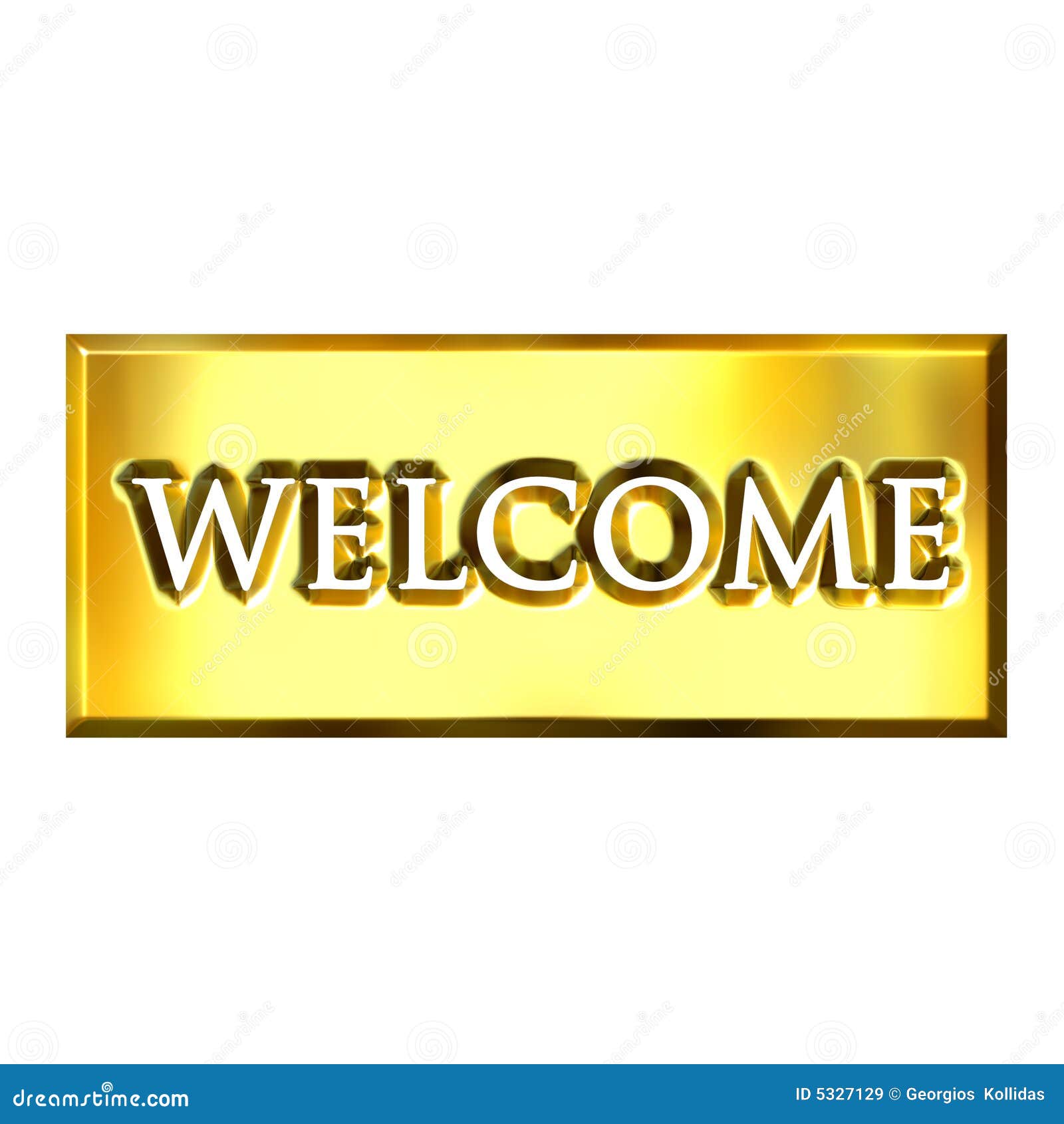 3D Golden Welcome Sign stock illustration. Illustration of reflection ...