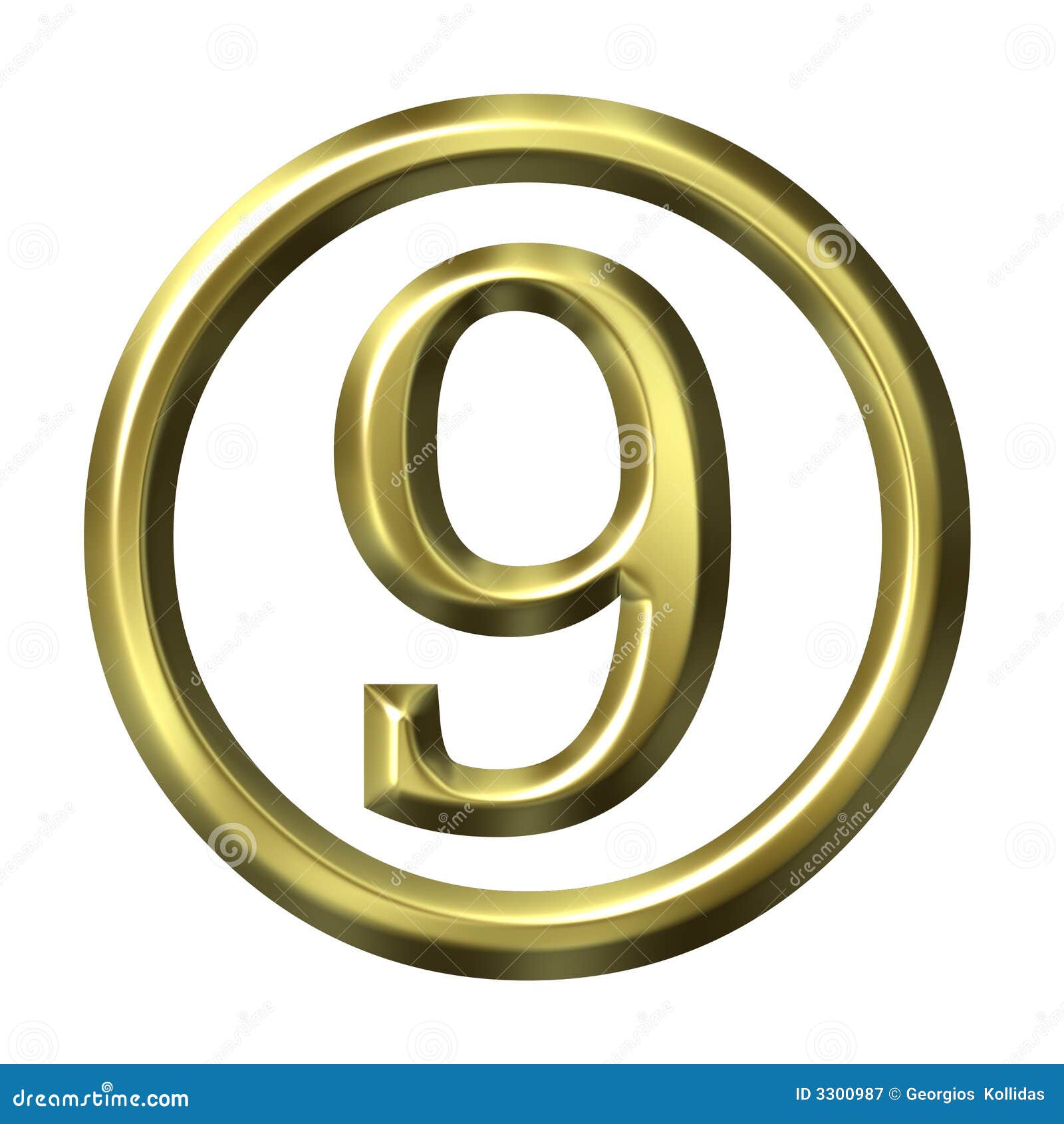 3D goldene Zahl 9 stock abbildung. Illustration von zahl - 3300987