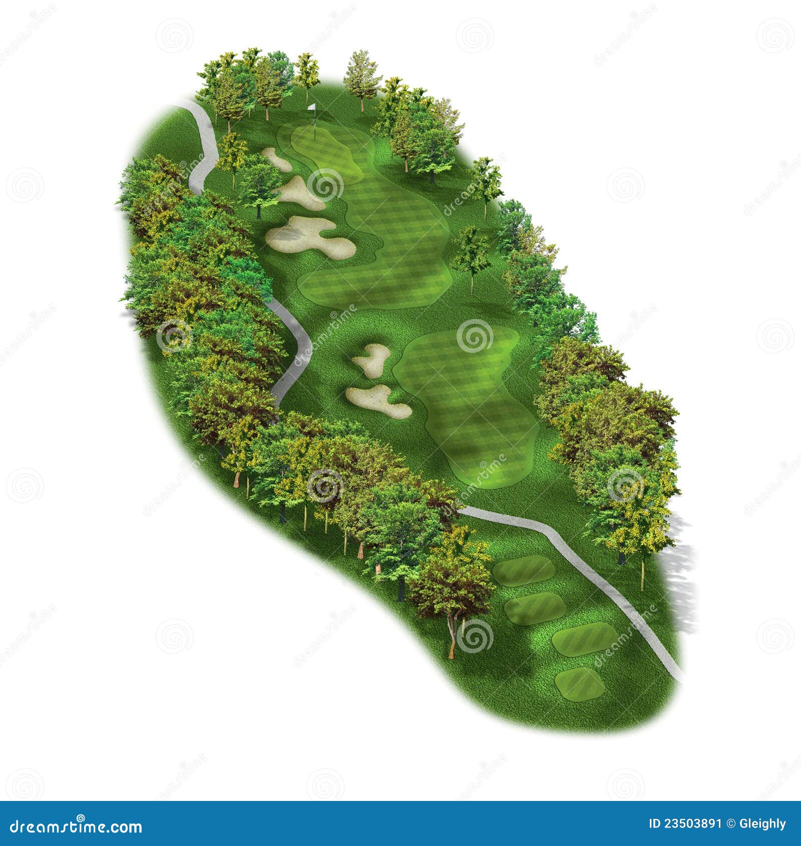 3D Golf Course Hole Layouts Stock Illustration - Illustration of lane ...