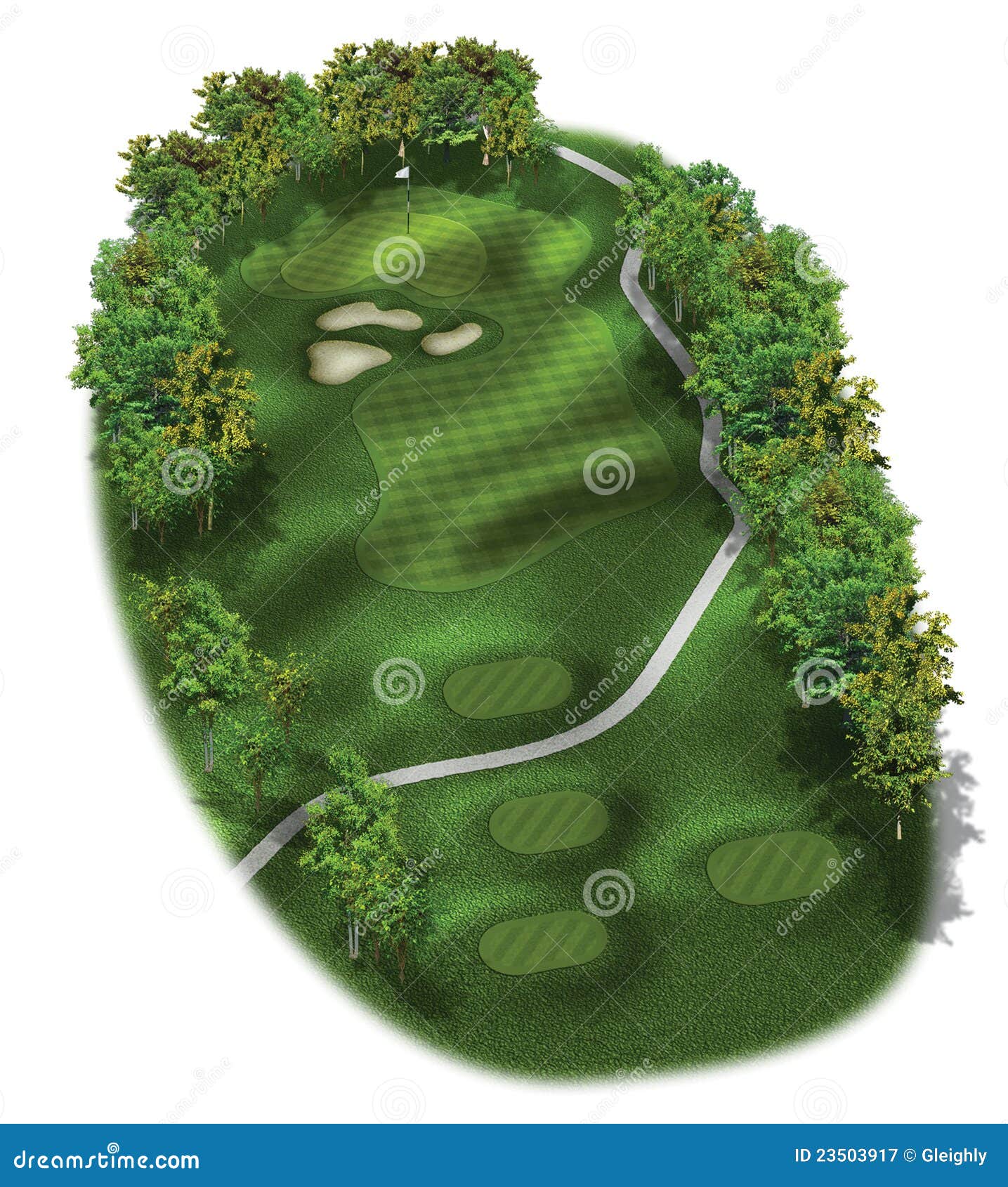3D Golf Course Hole Layouts Stock Illustration - Illustration of green ...