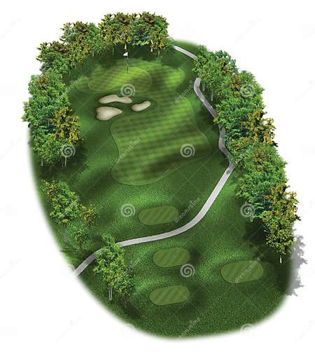 3D Golf Course Hole Layouts Stock Illustration - Illustration of green ...