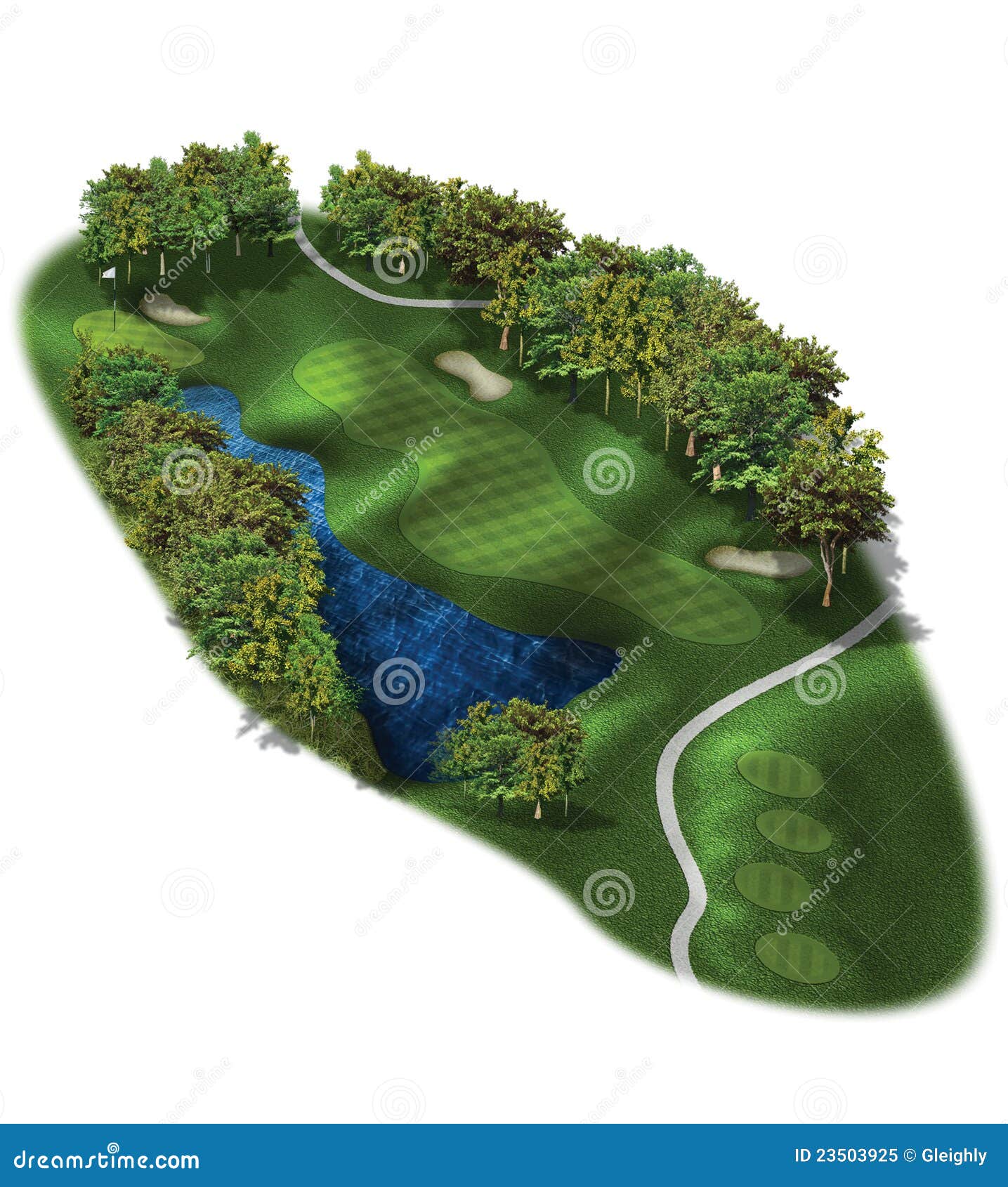 3D Golf Course Hole Layouts Stock Illustration - Illustration of bunker ...