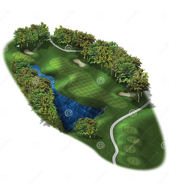 3D Golf Course Hole Layouts Stock Illustration - Illustration of bunker ...