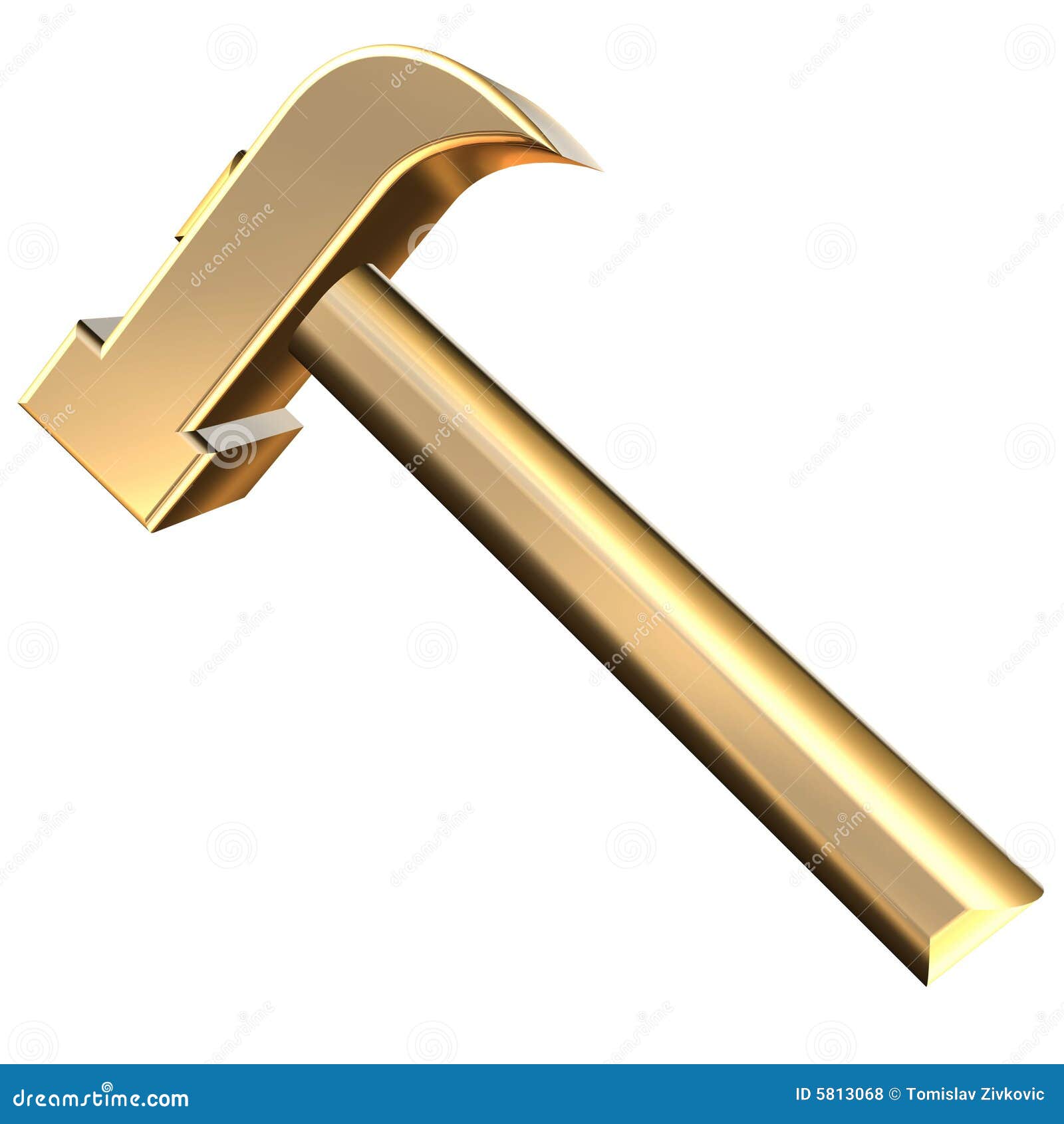 3D gouden hamer stock illustratie. Illustration of metaal - 5813068