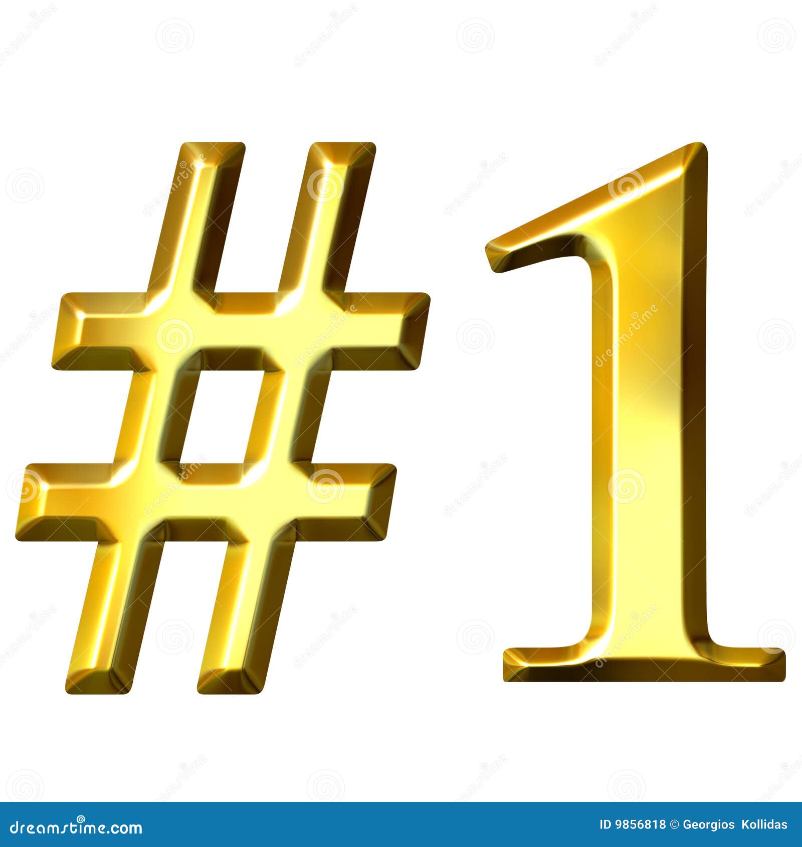 3D Gouden Nummer 1 stock illustratie. Illustration of cijfer - 9856818