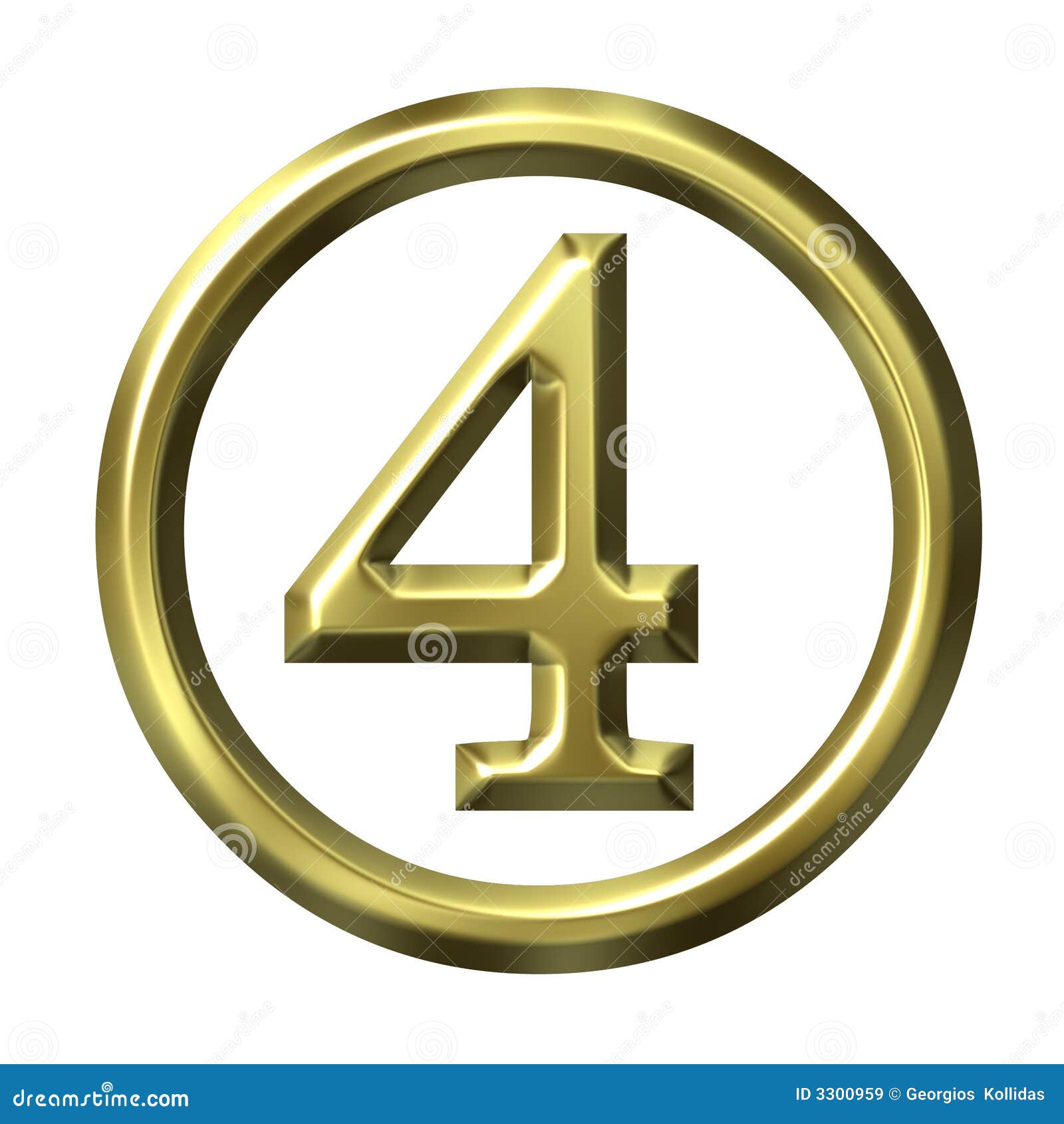 3D Gouden Nummer 4 stock illustratie. Illustration of metaal - 3300959