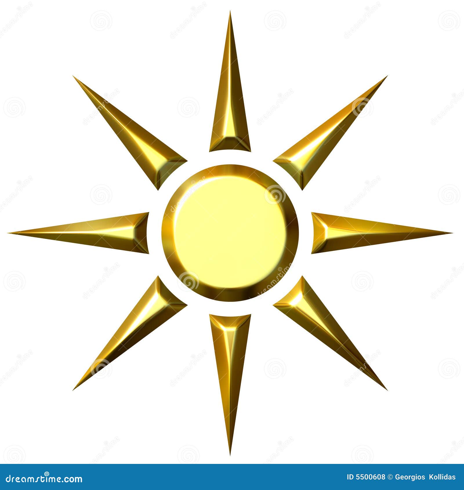 3D Gouden Zon stock illustratie. Illustration of elegant - 5500608