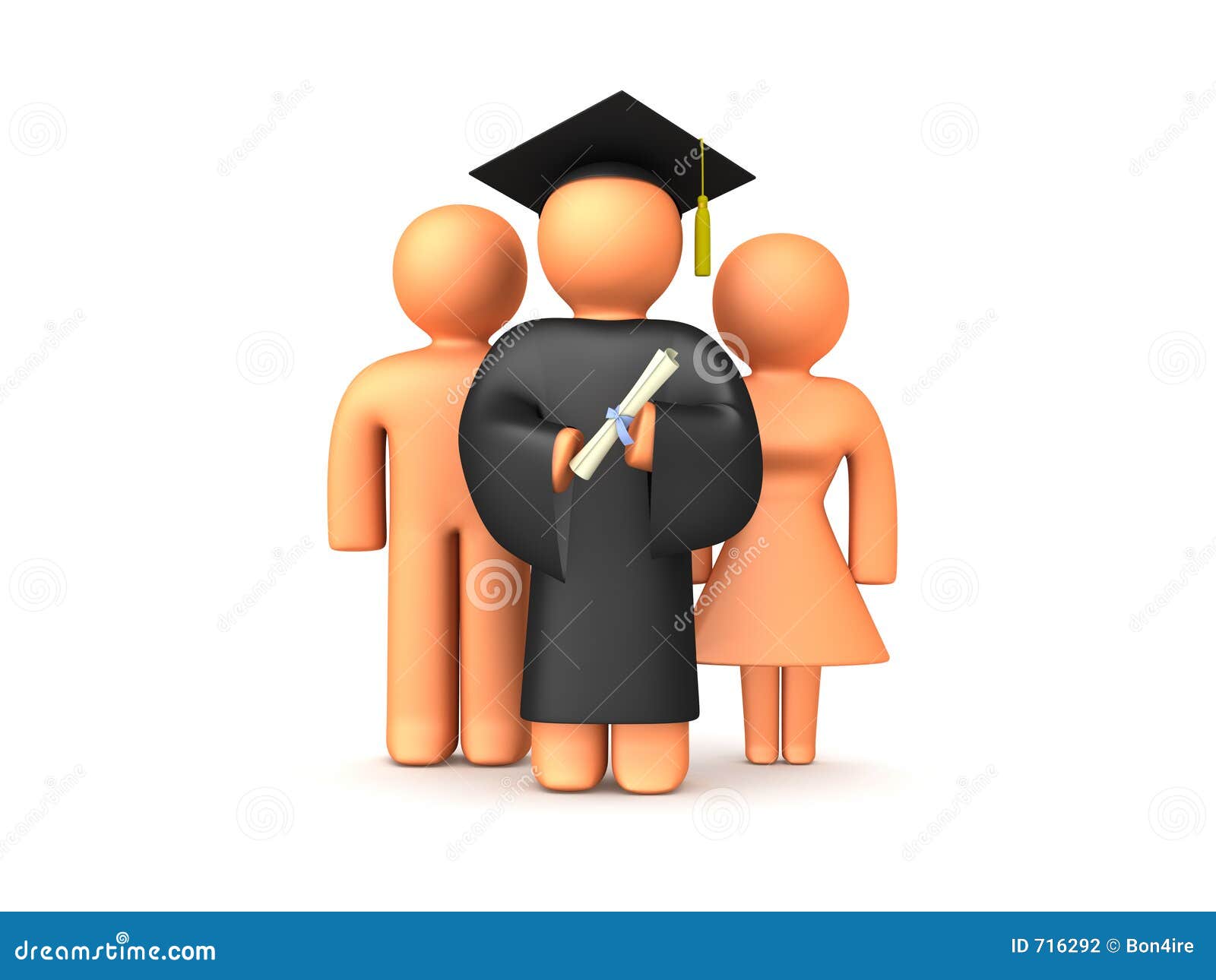 3D Graduation With Parents Stock Photo | CartoonDealer.com #716292