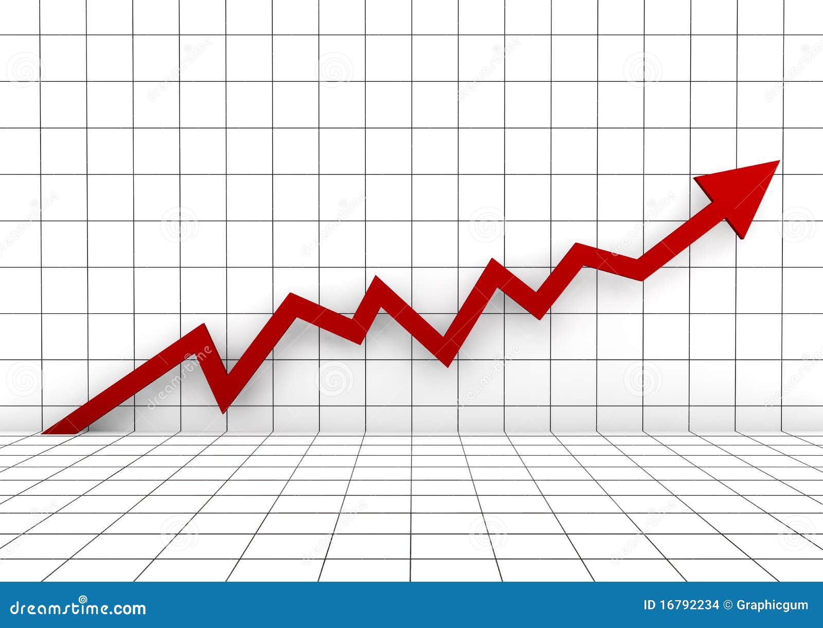 3d Graph Wall Red Arrow High Stock Illustration - Illustration of ...