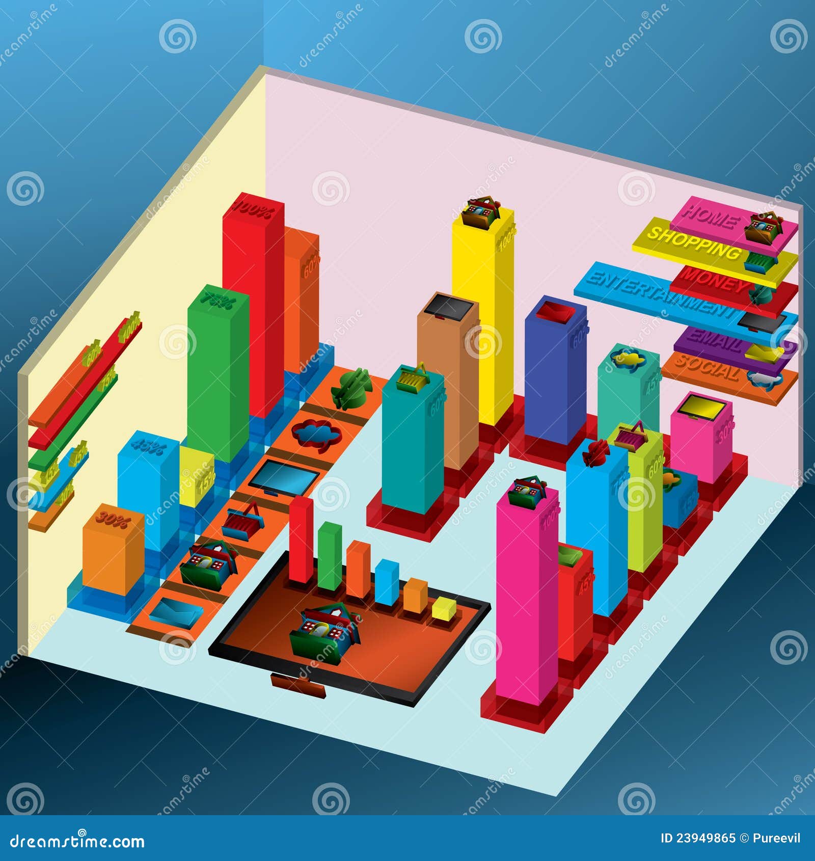 3D Graphic Chart stock vector. Illustration of abstract - 23949865