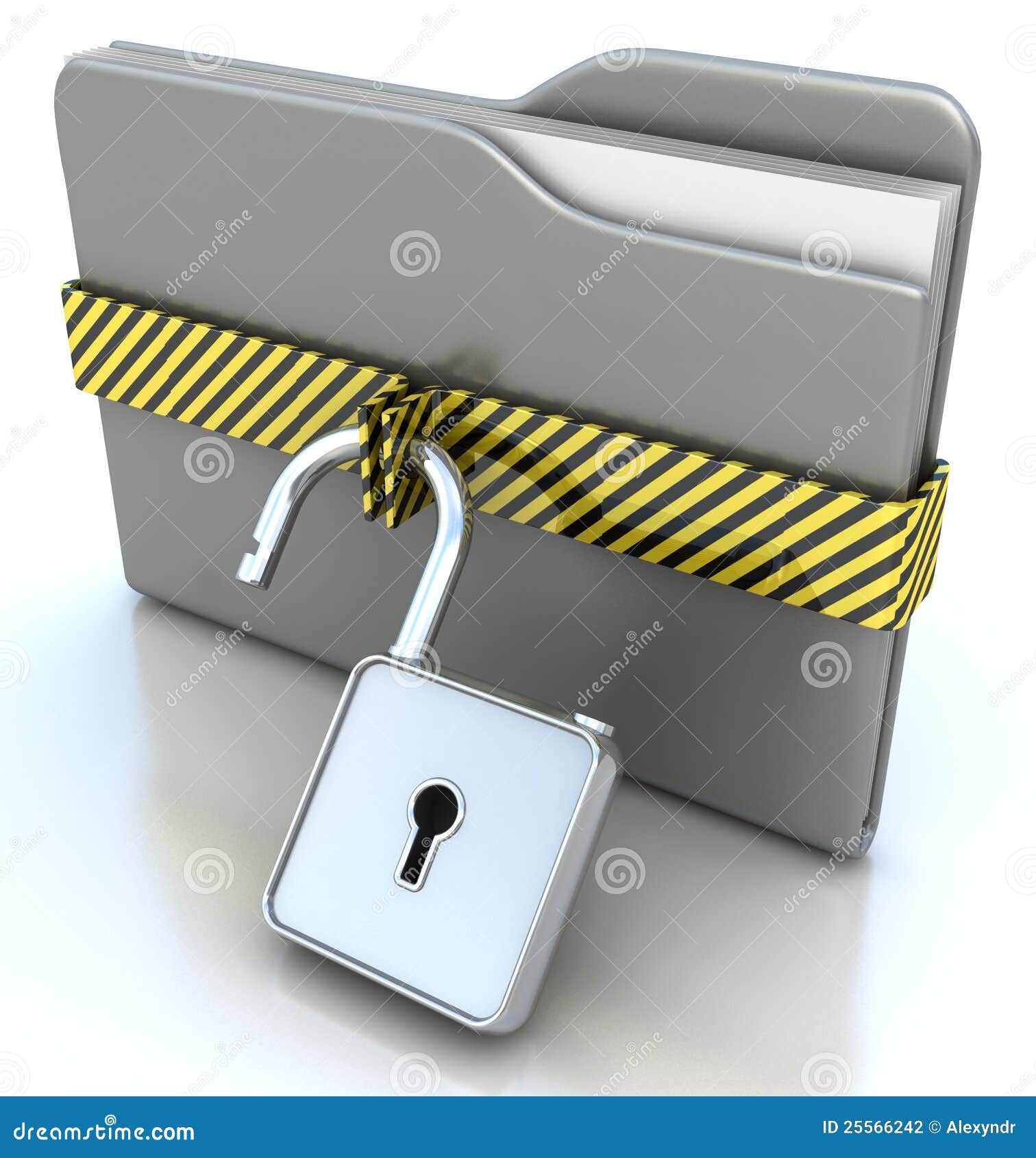 3d Gray Folder And Lock Data Security Concept Stock Illustration