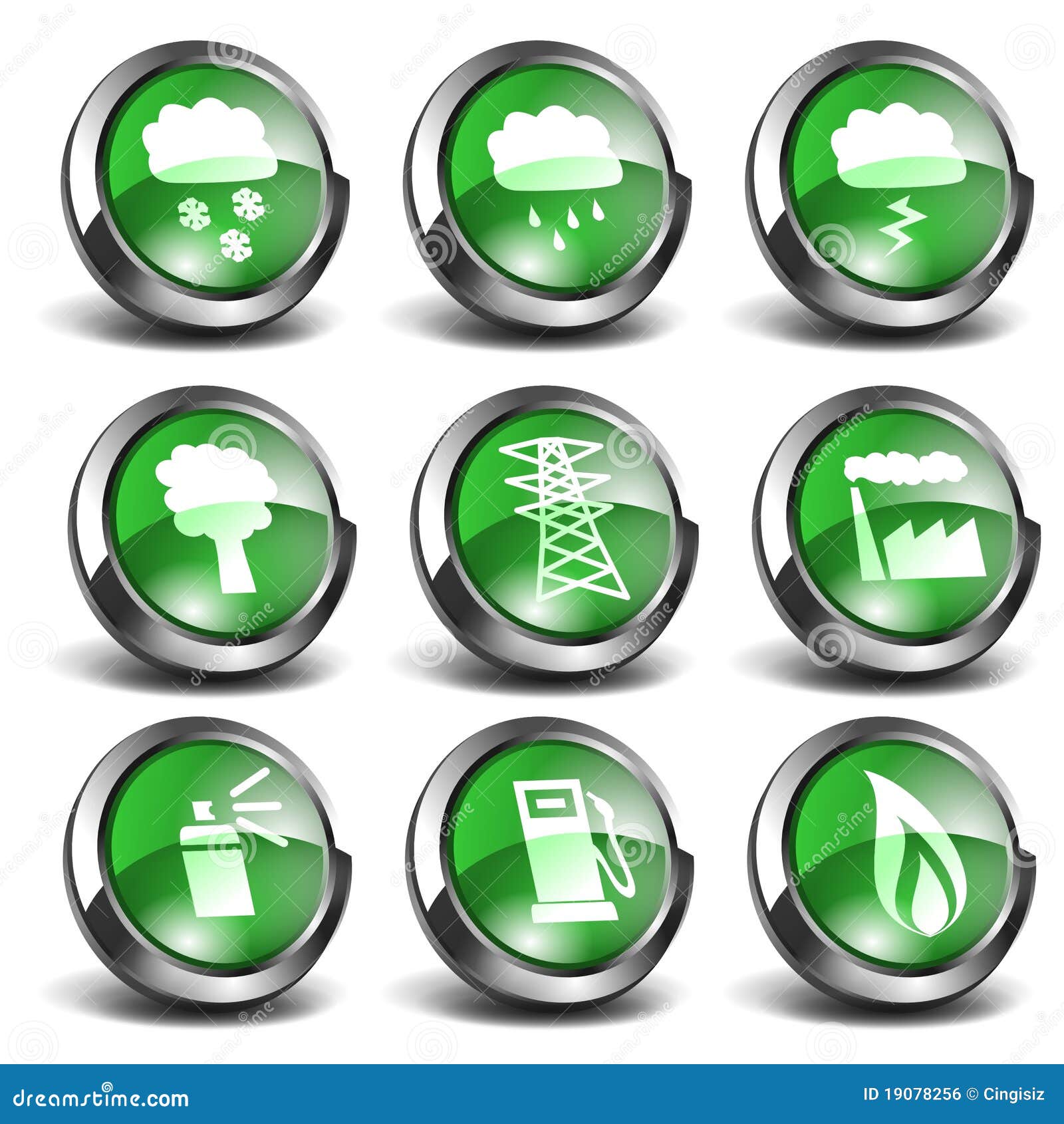 3d Green Icons Set 03 stock illustration. Illustration of metallic ...
