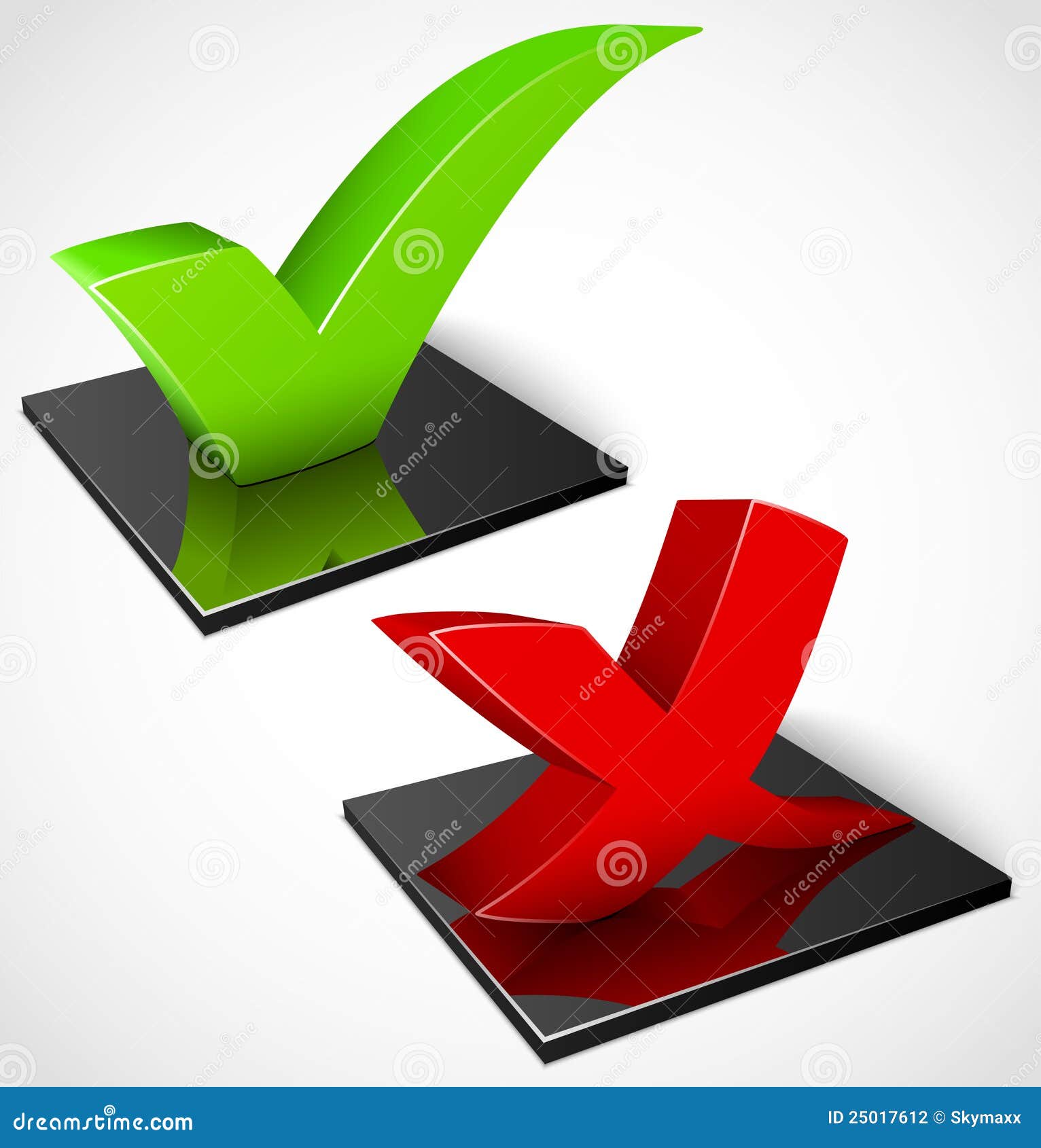 3d Green and Red Check Mark Symbols Stock Vector - Illustration of ...