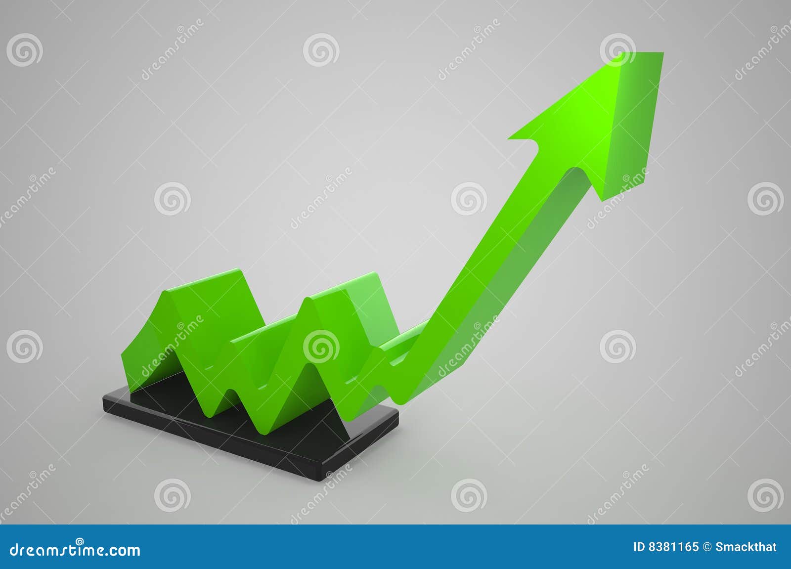 3d Green Success Chart on Gray Stock Illustration - Illustration of ...