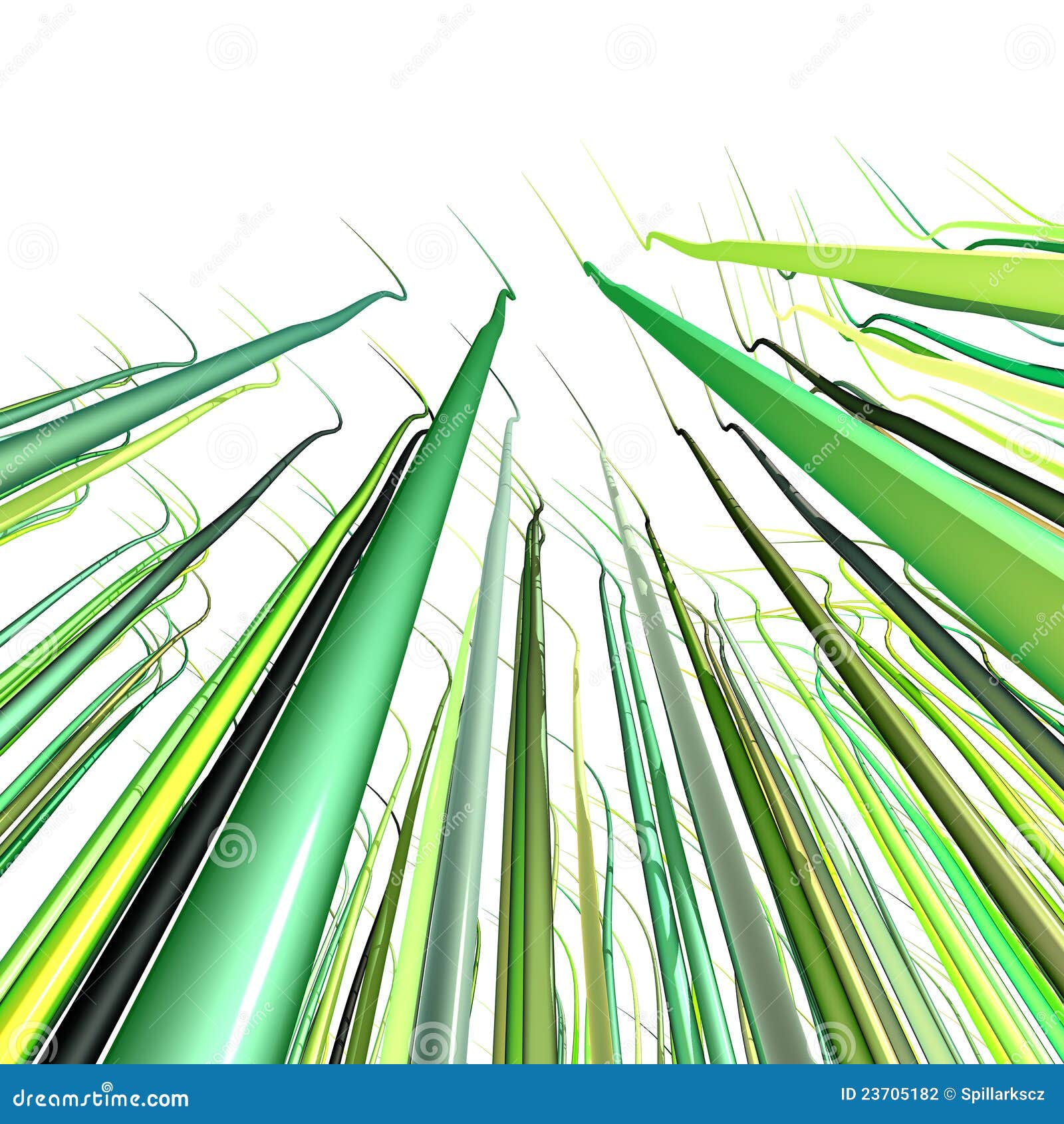 3d Green Wavy Wire Lines on White Stock Illustration - Illustration of ...