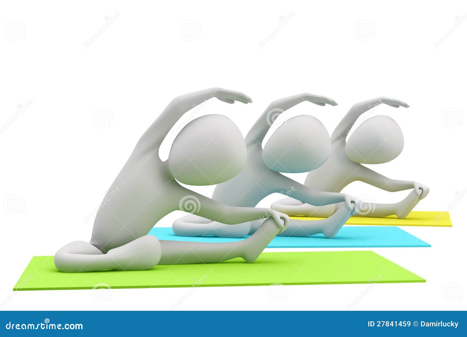 3d Group of People Doing Yoga Exercises. 3d Image Stock Illustration ...