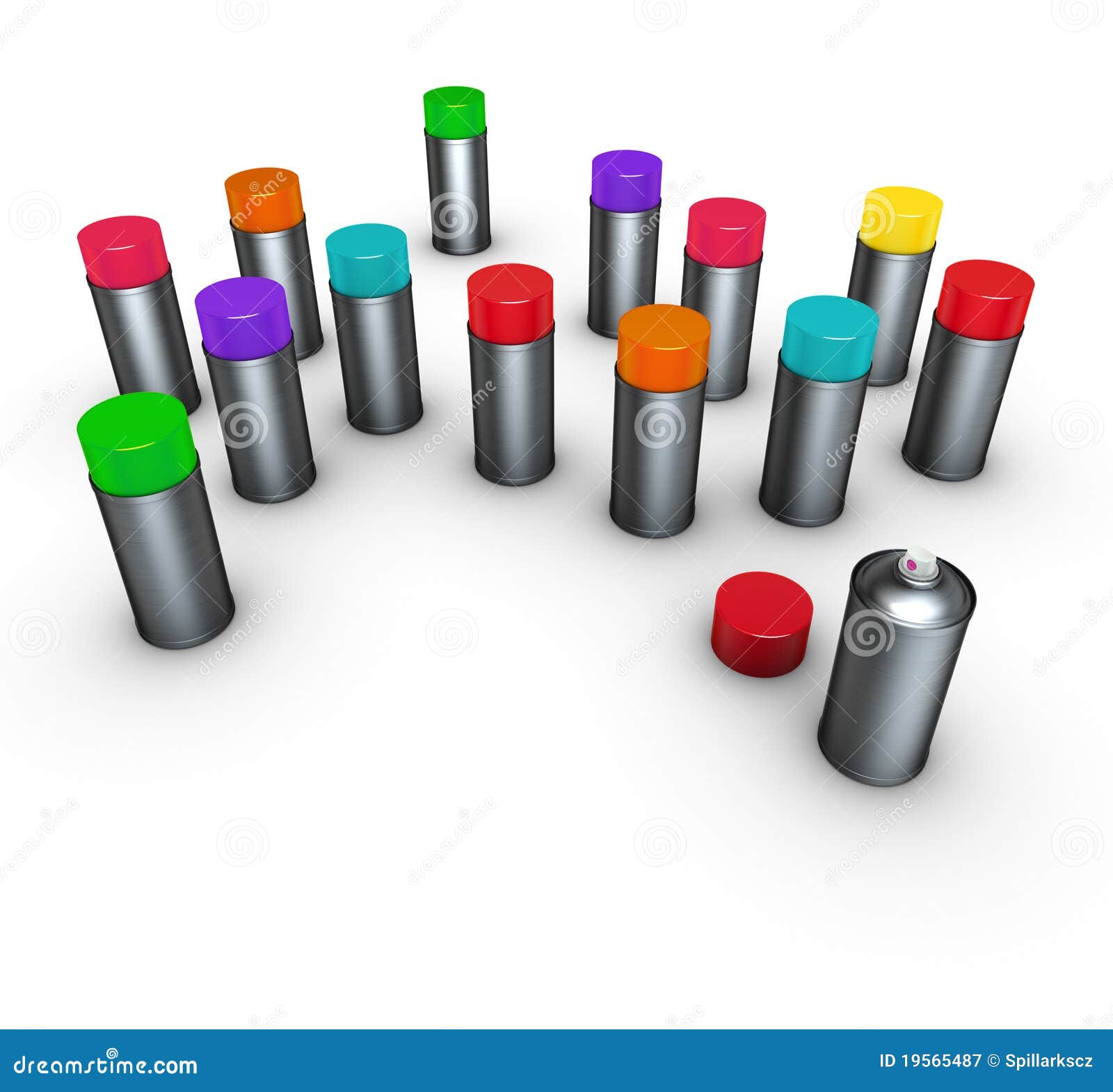 3d Group of Spray-cans Different Colors on White Stock Illustration ...
