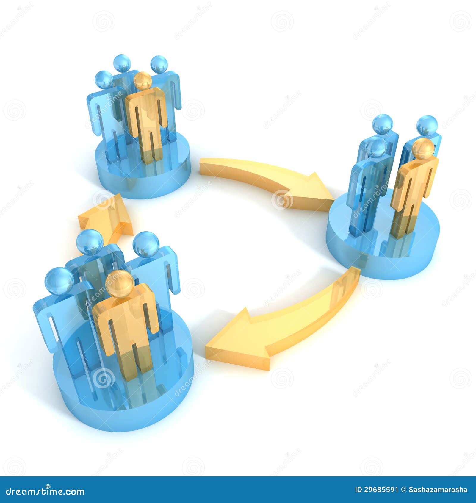 3d Groups of People in Interaction with Arrows Stock Illustration ...