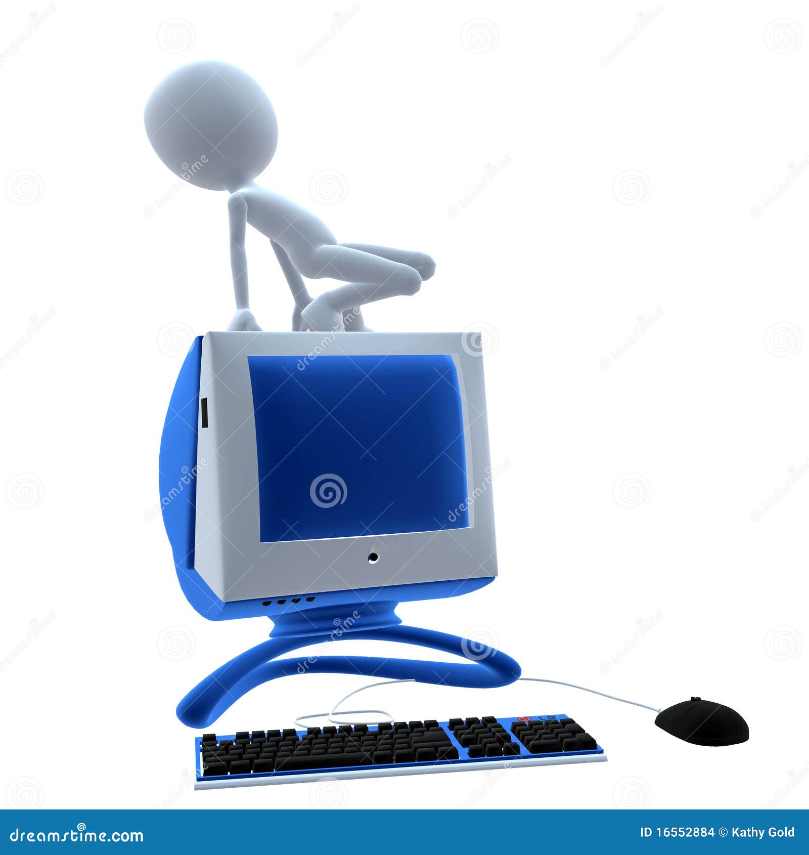 3D Guy on a Computer stock illustration. Illustration of clipart - 16552884