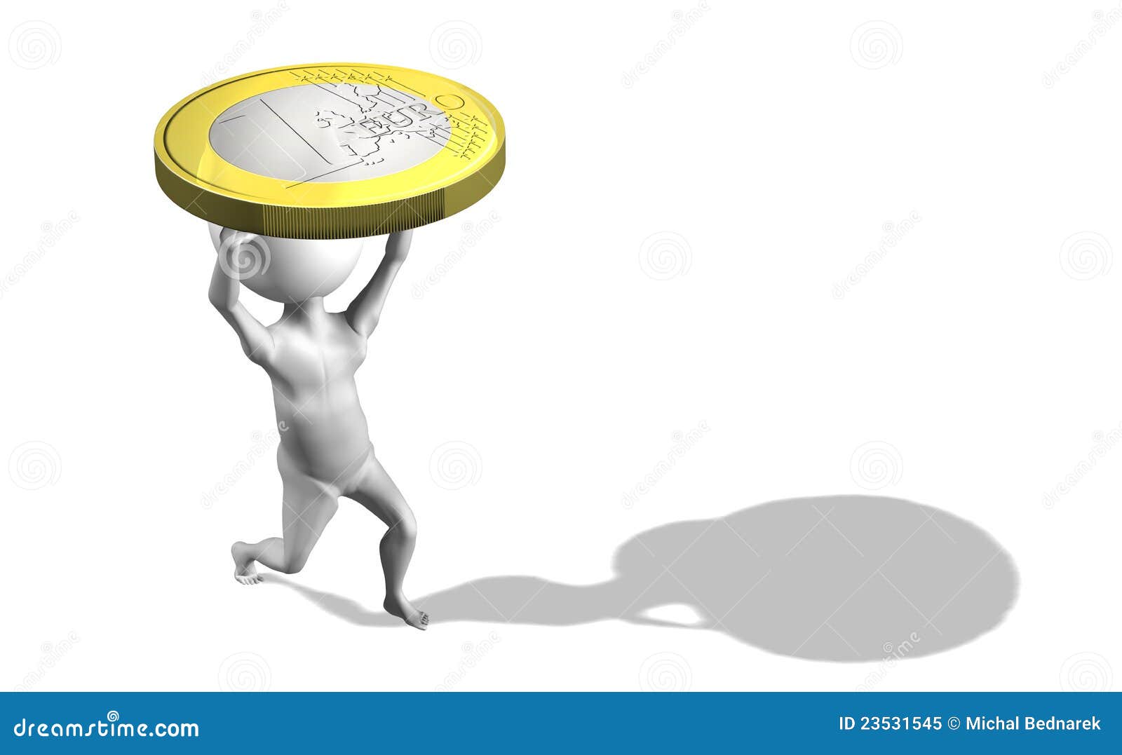 A 3d Guy in UE Carrying 1 Euro Stock Illustration - Illustration of ...
