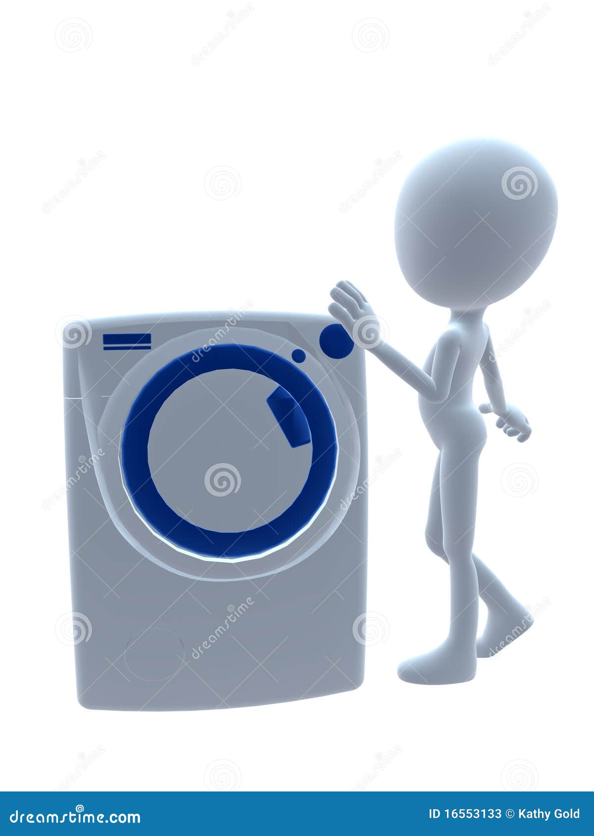 3D Guy with a Washing Machine Stock Illustration - Illustration of ...
