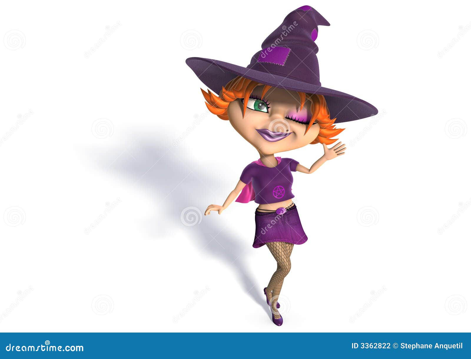 3d Halloween Witch Winking Eye Stock Illustration - Illustration of ...
