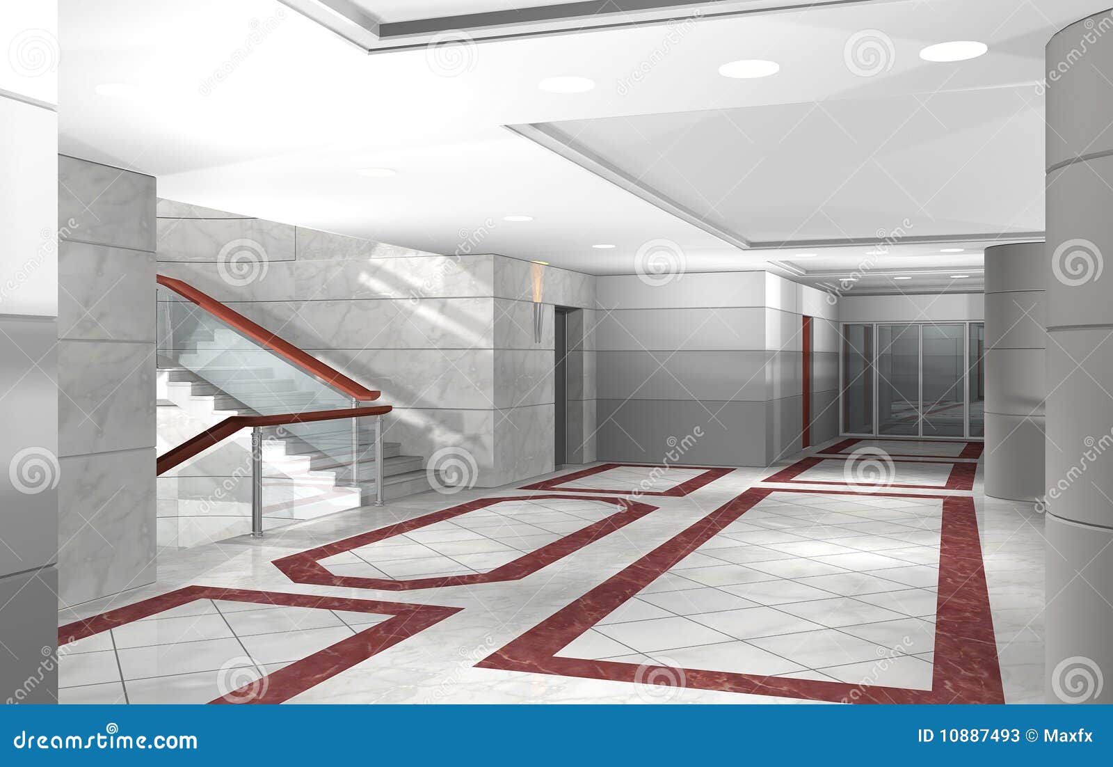 3D hallway stock illustration. Illustration of structure - 10887493