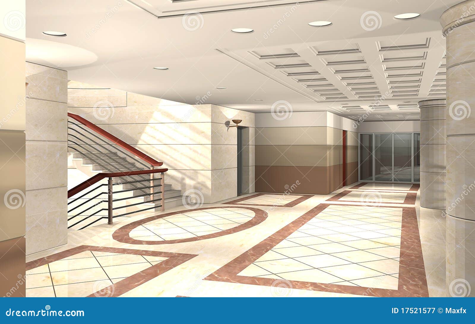 3D hallway stock illustration. Illustration of building - 17521577