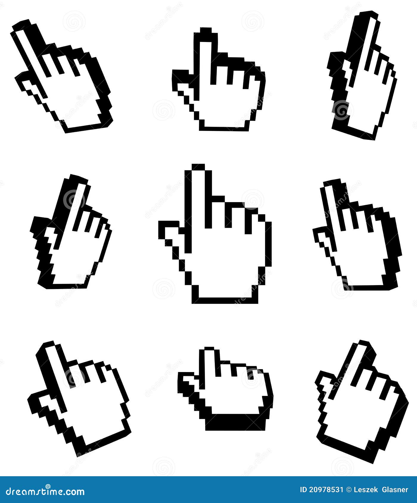 3d Hand cursors icon set stock illustration. Illustration of icon ...