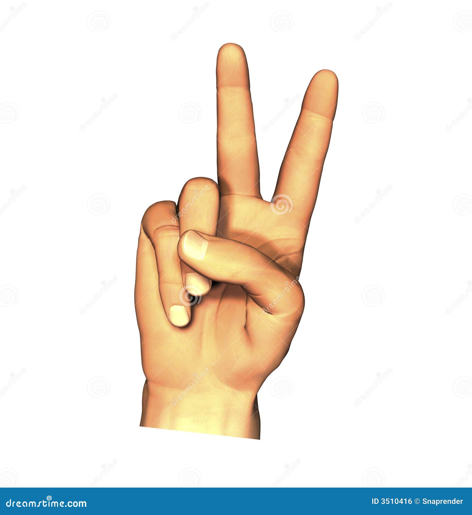 3D hand giving peace sign stock illustration. Illustration of hand ...