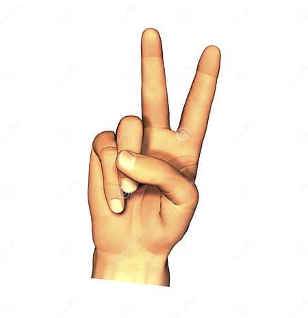 3D hand giving peace sign stock illustration. Illustration of hand ...
