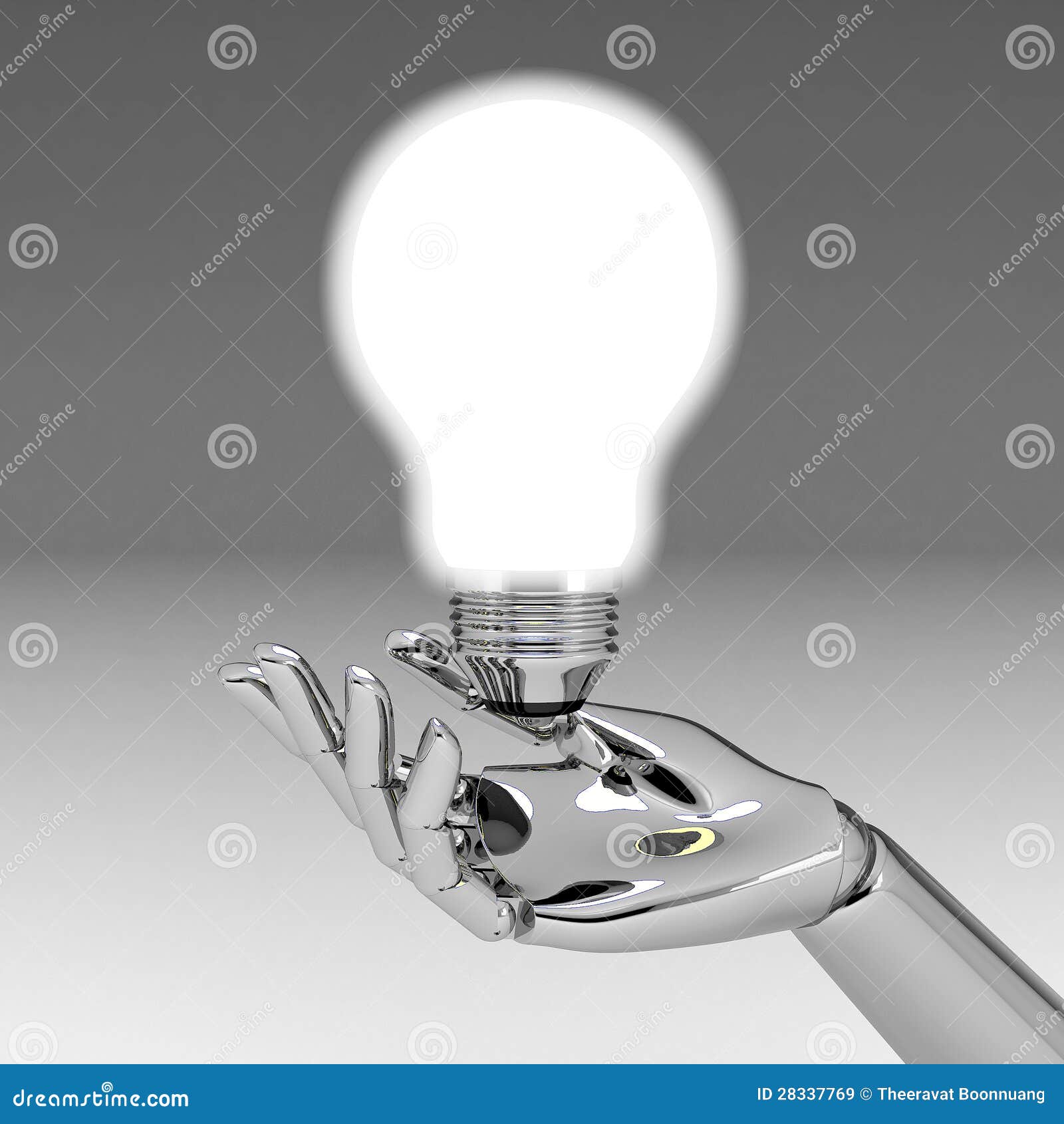 3d hand with light bulb stock illustration. Illustration of filament ...