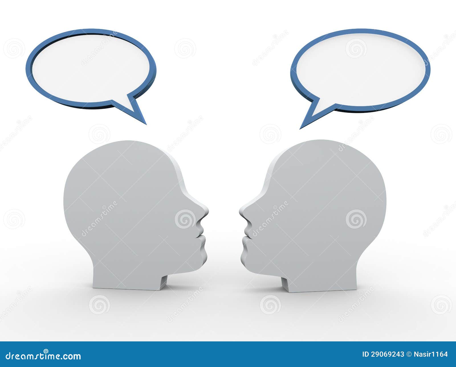 3d Heads with Speech Bubble Stock Illustration - Illustration of ...