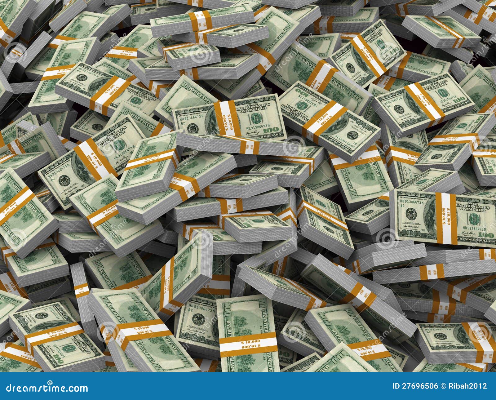 3d heap of dollar packets stock illustration. Illustration of heap ...
