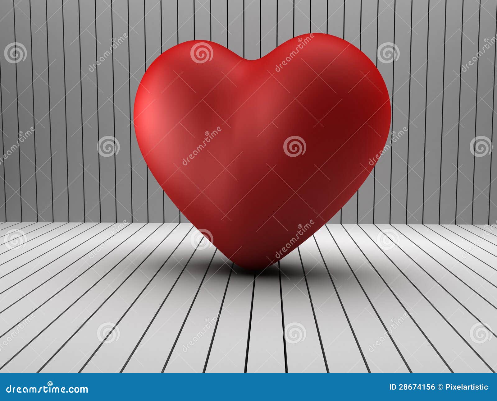3d Heart Shape in a Log Room Stock Illustration - Illustration of ...