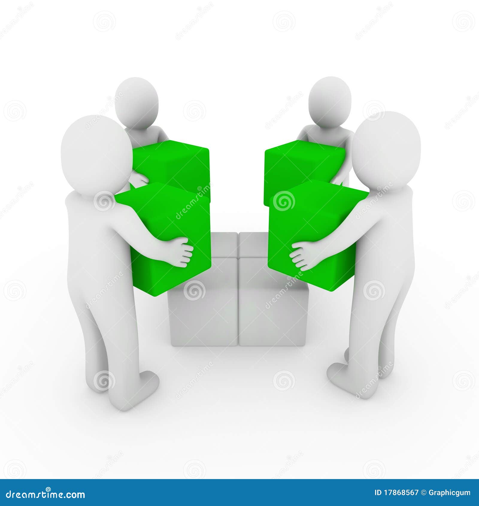 3d Het Team Groen Wit Van De Peoplecubedoos Stock Illustratie ...