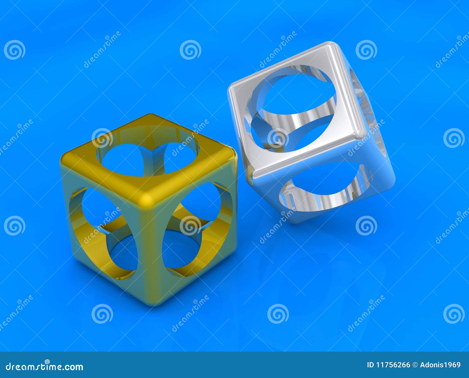 3D Hollow Cubes On Blue Royalty-Free Stock Image | CartoonDealer.com ...