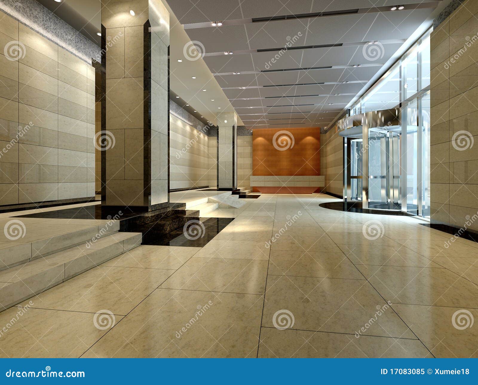 3d hotel hall rendering stock illustration. Illustration of decor ...