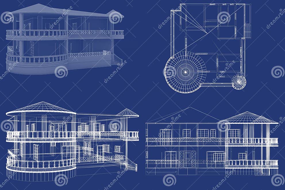 3D House stock illustration. Illustration of line, build - 1798123