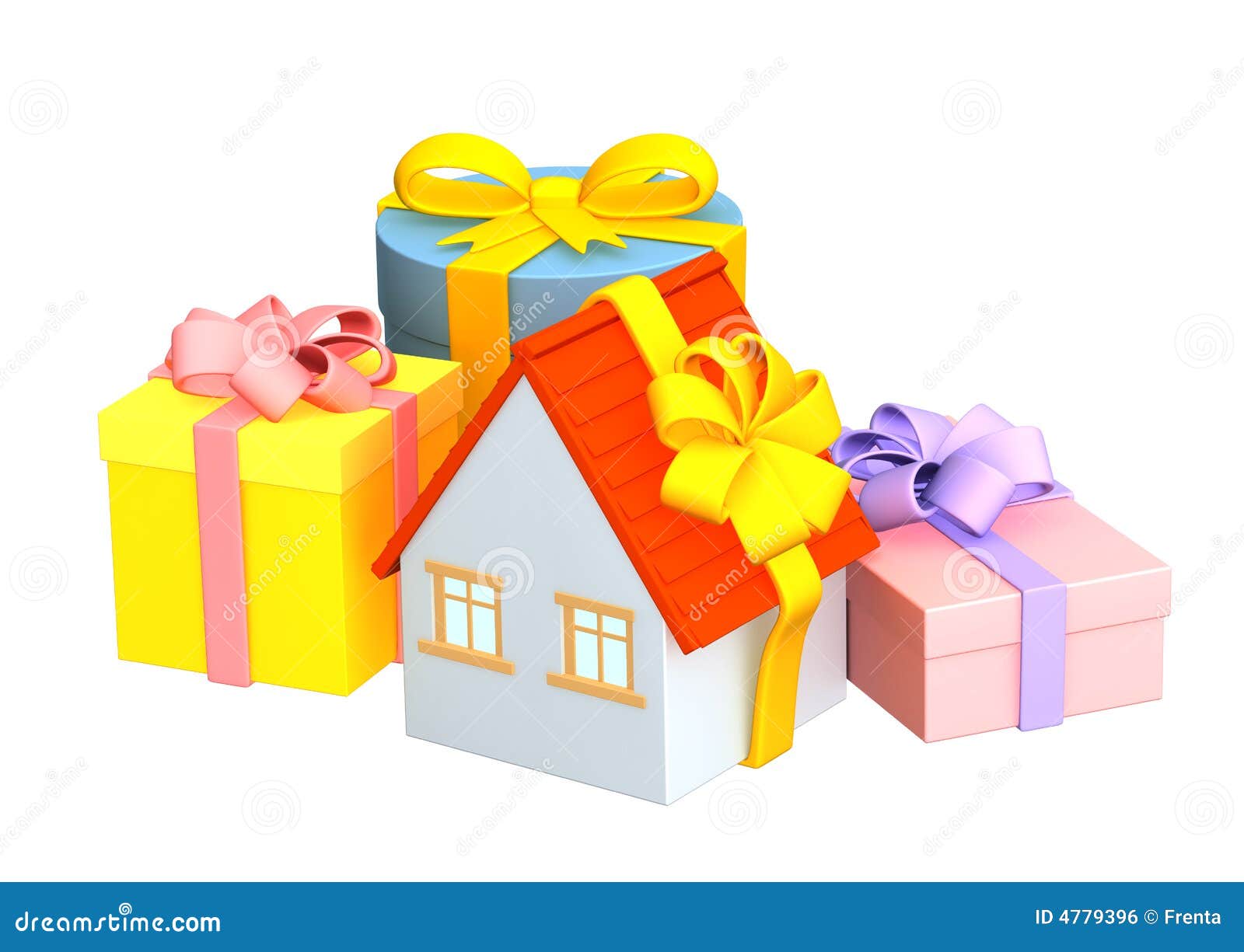 3d House - Gift, Wrapping a Bright Tape Stock Illustration ...